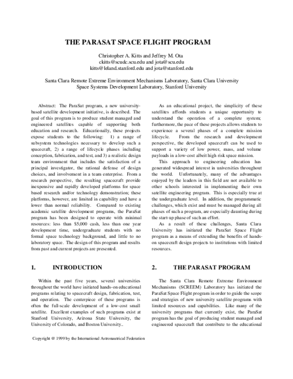 (PDF) The Parasat Space Flight Program