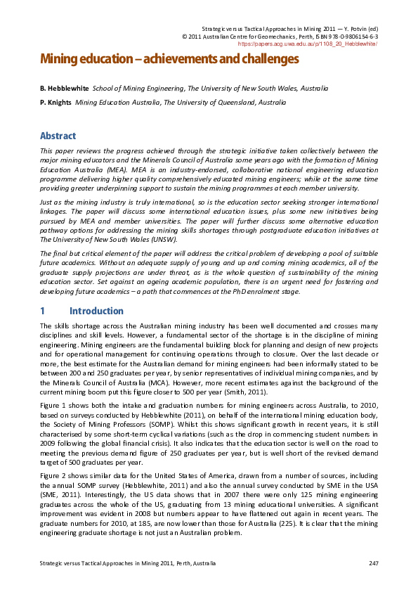 (PDF) Mining education – achievements and challenges