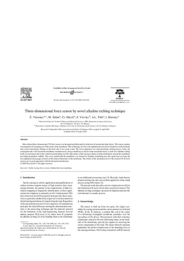(PDF) Three-dimensional force sensor by novel alkaline etching technique