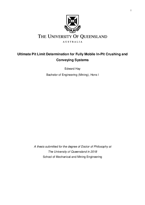 (PDF) Ultimate pit limit determination for fully mobile in-pit crushing and conveying systems