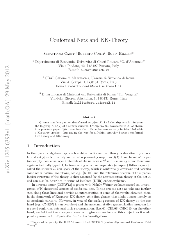 (PDF) R.Hillier: Conformal nets and KK-theory