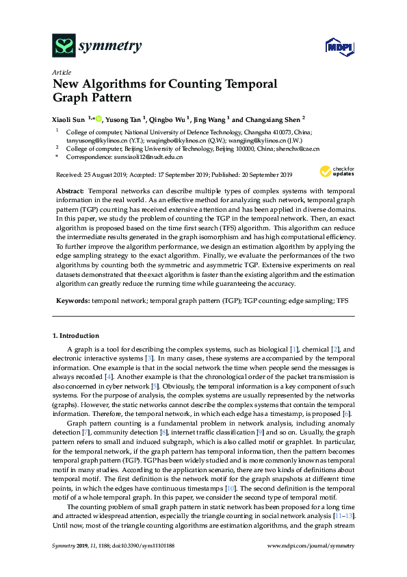 (PDF) New Algorithms for Counting Temporal Graph Pattern