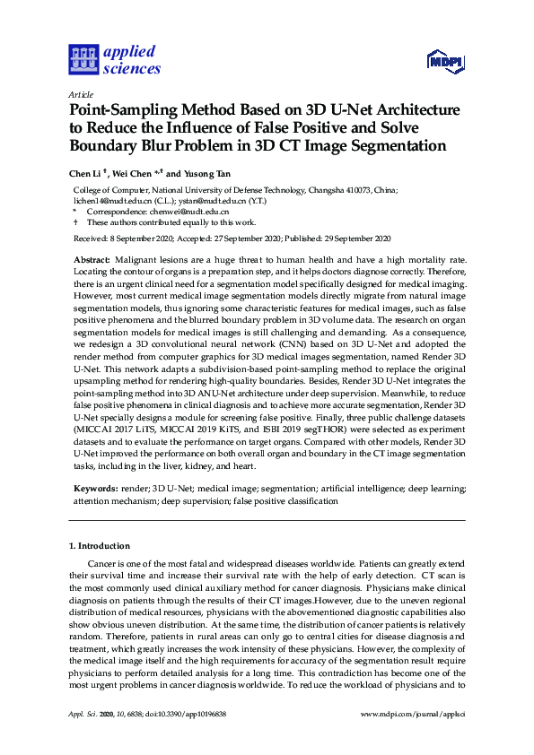 (PDF) Point-Sampling Method Based on 3D U-Net Architecture to Reduce ...
