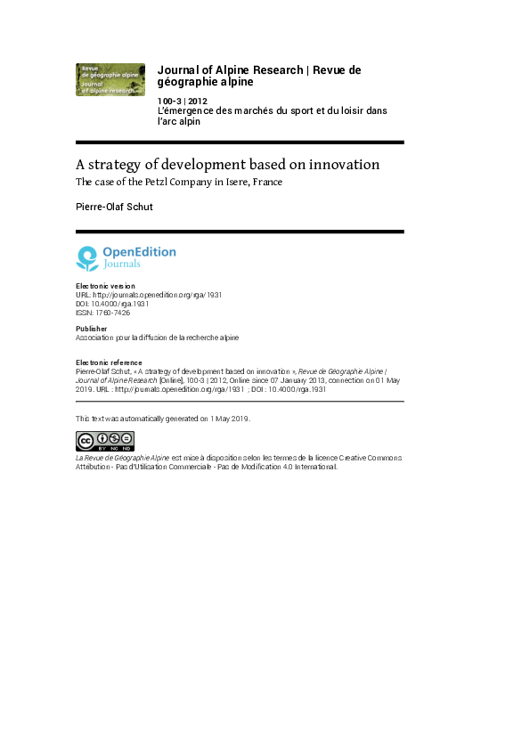 (PDF) Launching the company : a legacy from Fernand Petzl , the ...