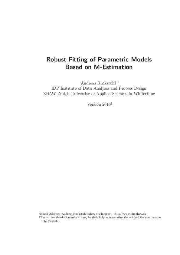 (PDF) Robust Fitting of Parametric Models Based on M-Estimation