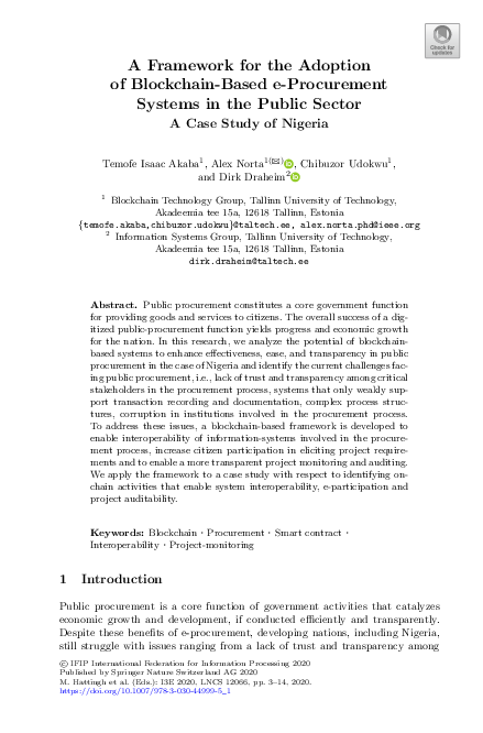 (PDF) A Framework for the Adoption of Blockchain-Based e-Procurement ...