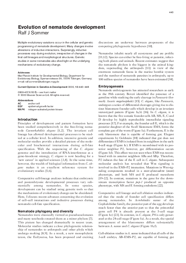 (PDF) Evolution of nematode development