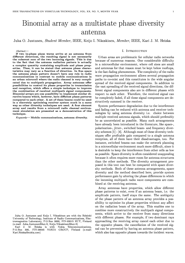 (PDF) Binomial array as a multistate phase diversity antenna