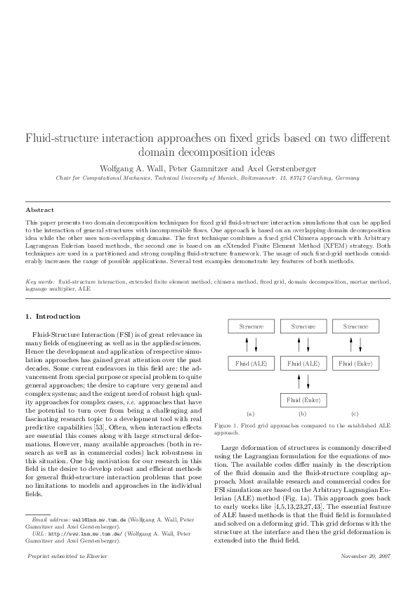 (PDF) Fluid–structure interaction approaches on fixed grids based on two different domain ...