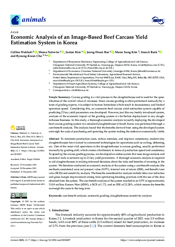 (PDF) Economic Analysis of an Image-Based Beef Carcass Yield Estimation ...