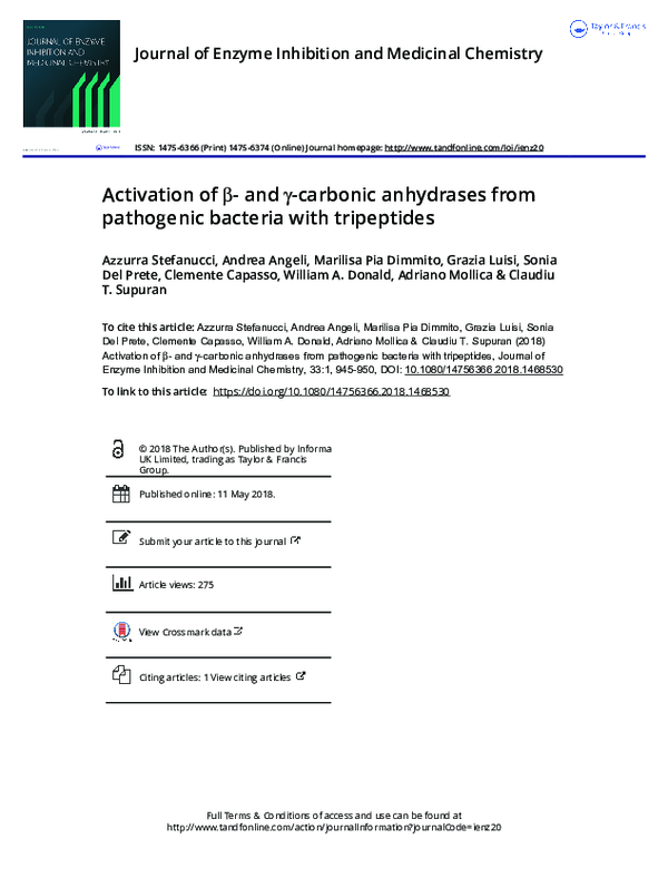 (PDF) Activation of β- and γ-carbonic anhydrases from pathogenic ...