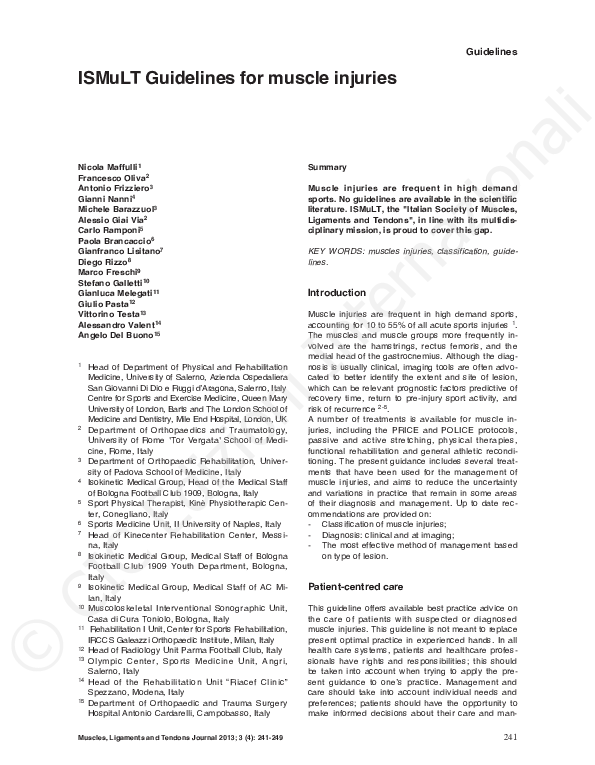(PDF) Guidelines for muscle injuries