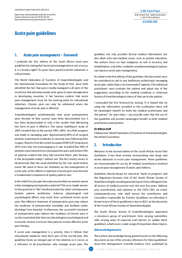 (PDF) Acute pain guidelines