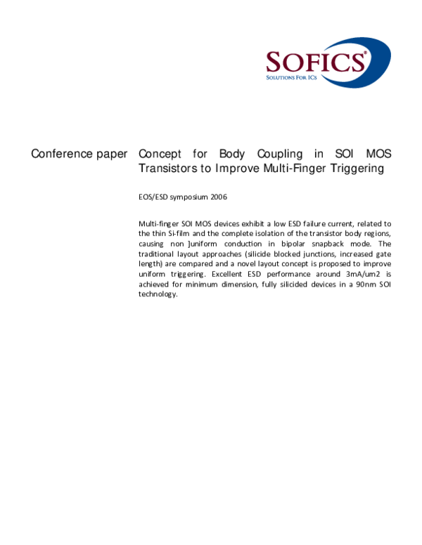 (PDF) Concept for body coupling in SOI MOS transistors to improve multi ...