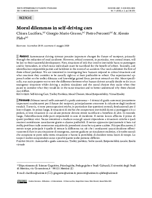 (PDF) Moral dilemmas in self-driving cars
