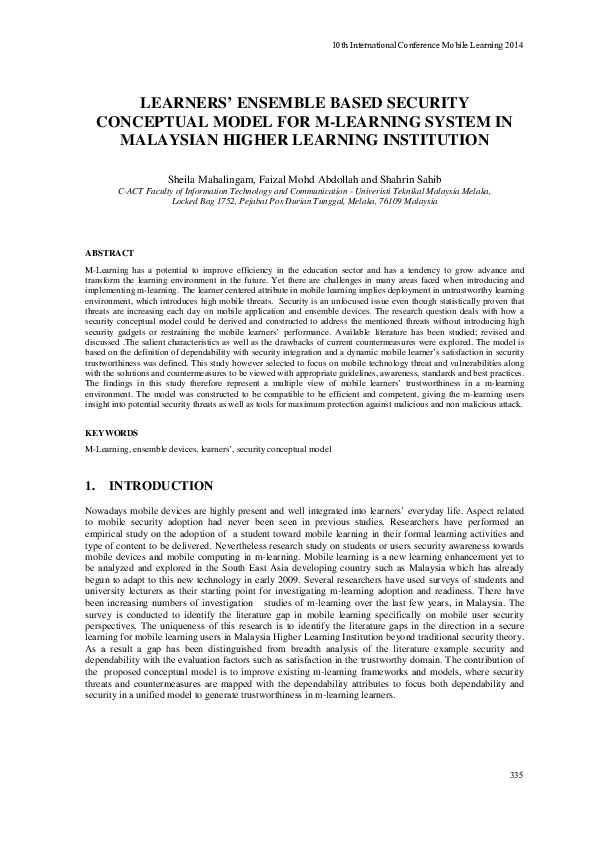 (PDF) Learners' Ensemble Based Security Conceptual Model for M-Learning ...