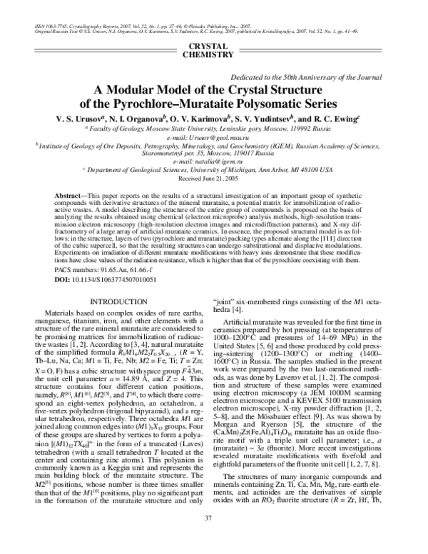 (PDF) A modular model of the crystal structure of the pyrochlore ...