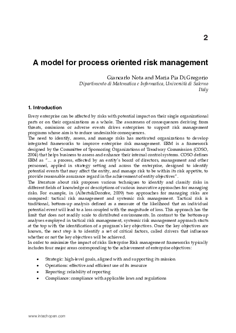 (PDF) A model for process oriented risk management