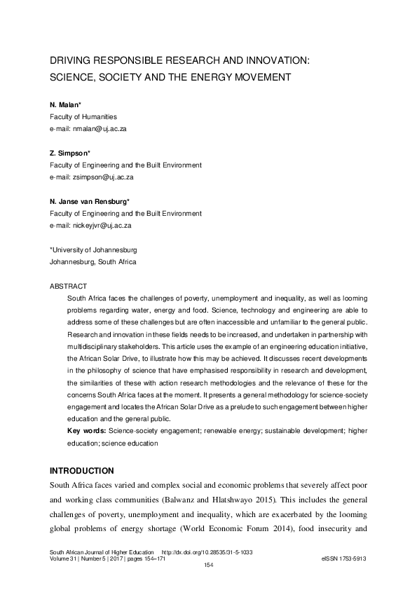 (PDF) Driving responsible research and innovation: Science, society and ...