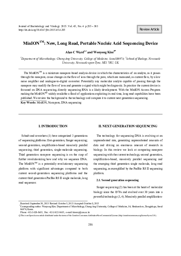 (PDF) MinION™: New, Long Read, Portable Nucleic Acid Sequencing Device