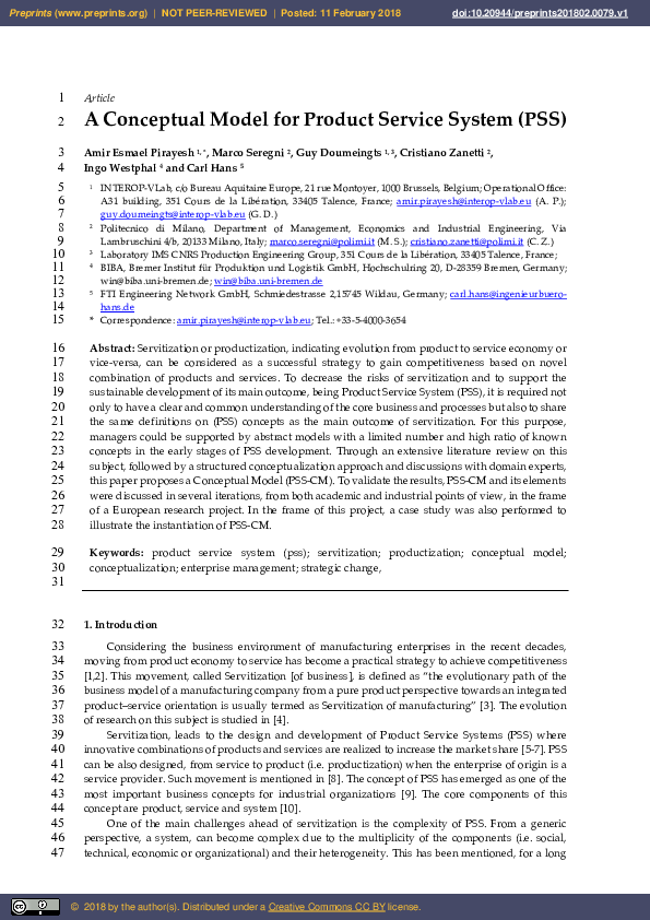 (PDF) A Conceptual Model for Product Service System (PSS)