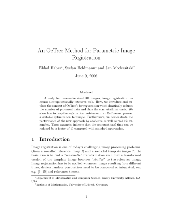 (PDF) An octree method for parametric image registration