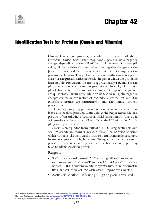 (PDF) Identification Tests for Proteins (Casein and Albumin)