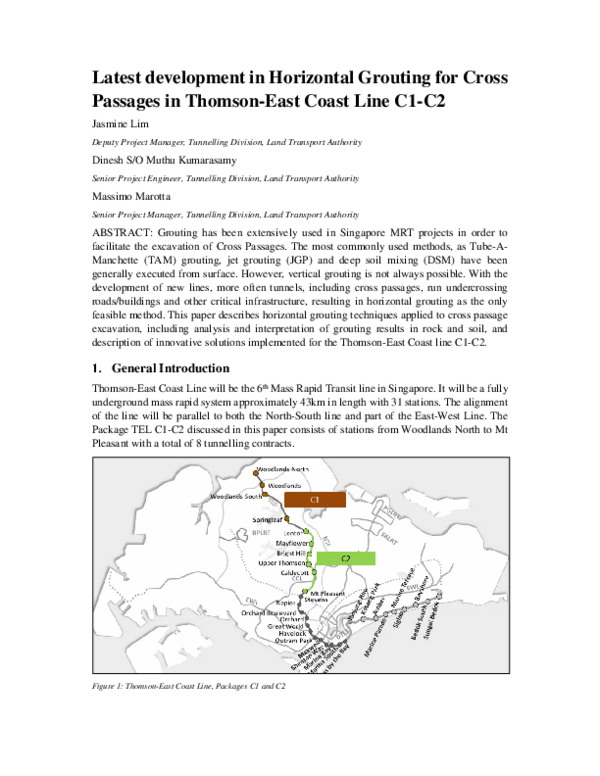 (PDF) Latest development in Horizontal Grouting for Cross Passages in ...