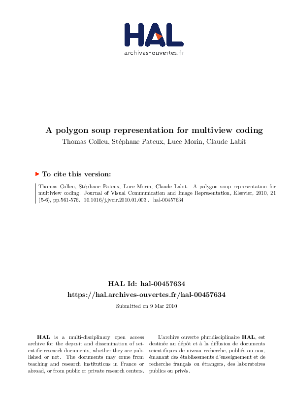 (PDF) A polygon soup representation for multiview coding