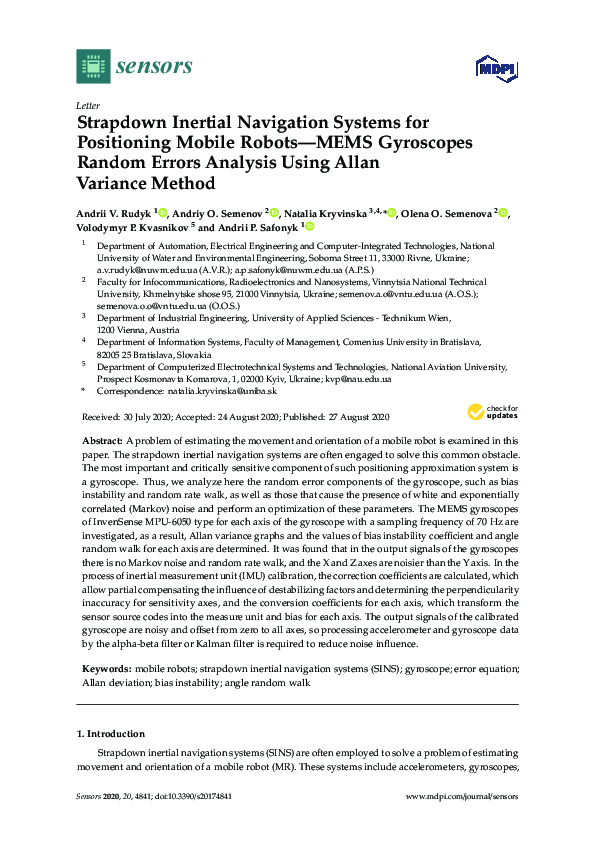 (PDF) Strapdown Inertial Navigation Systems for Positioning Mobile Robots—MEMS Gyroscopes Random ...