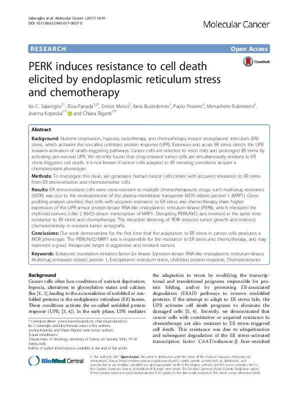 (PDF) PERK induces resistance to cell death elicited by endoplasmic ...