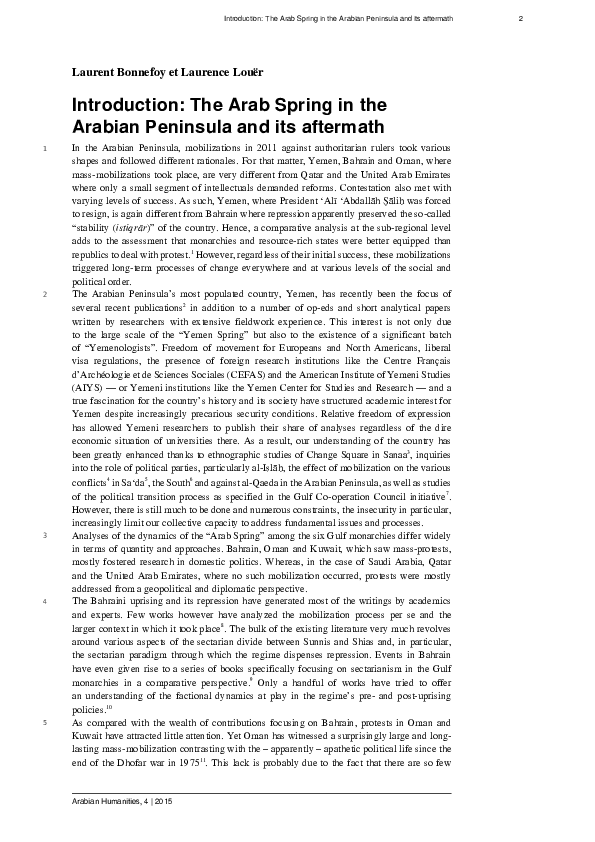 (PDF) Introduction: The Arab Spring in the Arabian Peninsula and its ...