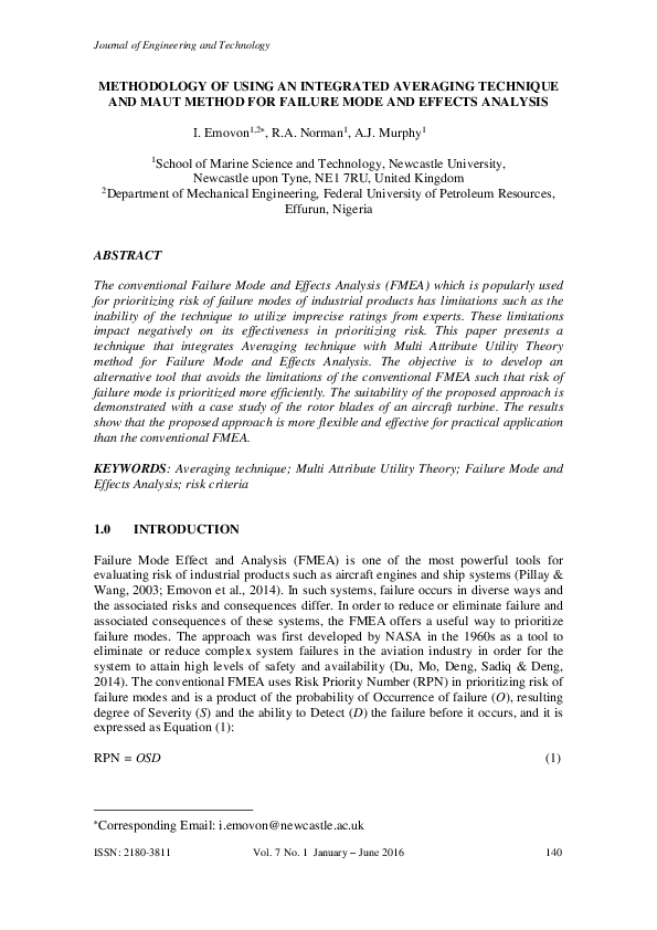 (PDF) Methodology of Using an Integrated Averaging Technique and MAUT ...