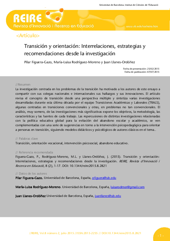(PDF) Transici n y orientaci n: Interrelaciones, estrategias y recomendaciones desde la ...