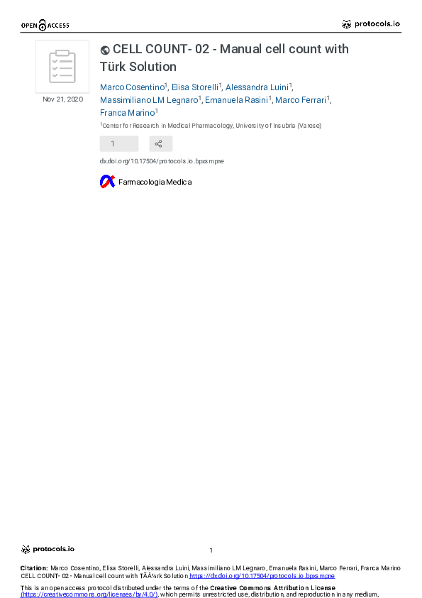 (PDF) CELL COUNT- 02 - Manual cell count with Türk Solution v1