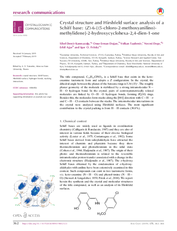 (PDF) Hirshfeld Surface Analysis of Schiff Base Crystal