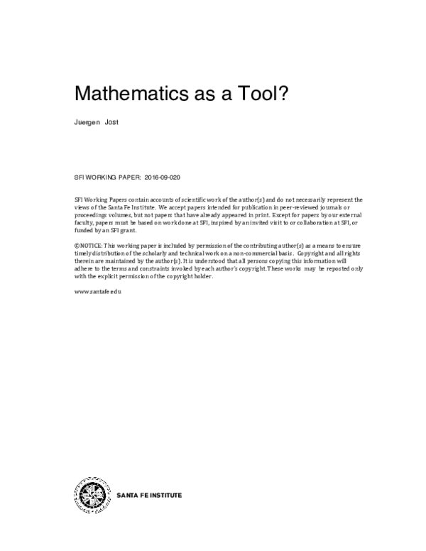 (PDF) Mathematics as a Tool ? The Role of Mathematics in the Era of Data