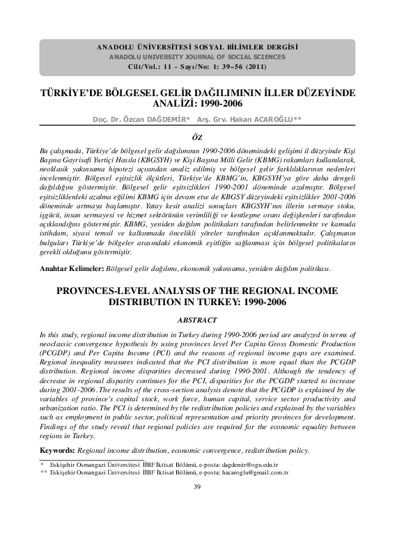(PDF) Provinces-Level Analysis Of The Regional Income Distribution In ...