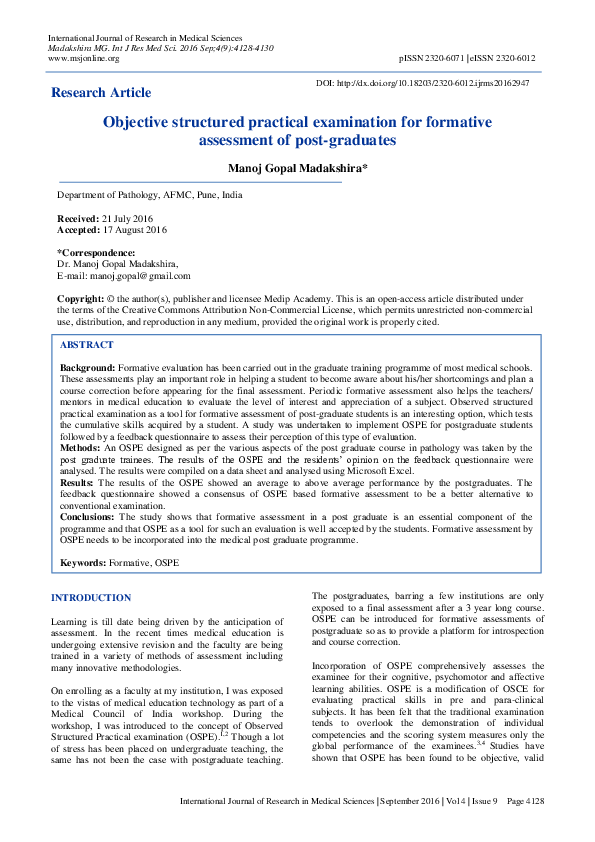(PDF) Objective structured practical examination for formative ...