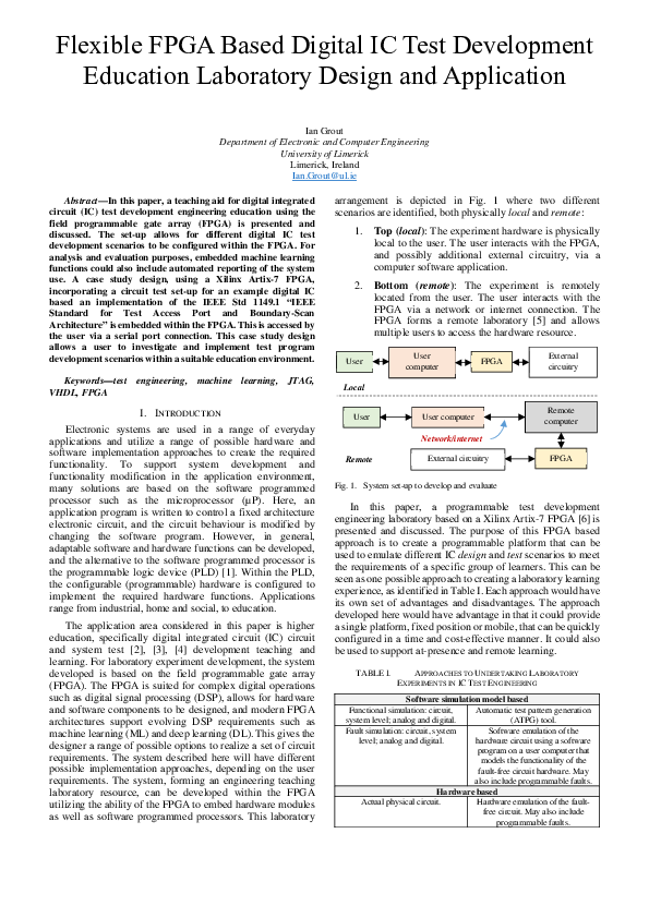 Pdf Flexible Fpga Based Digital Ic Test Development Education Laboratory Design And