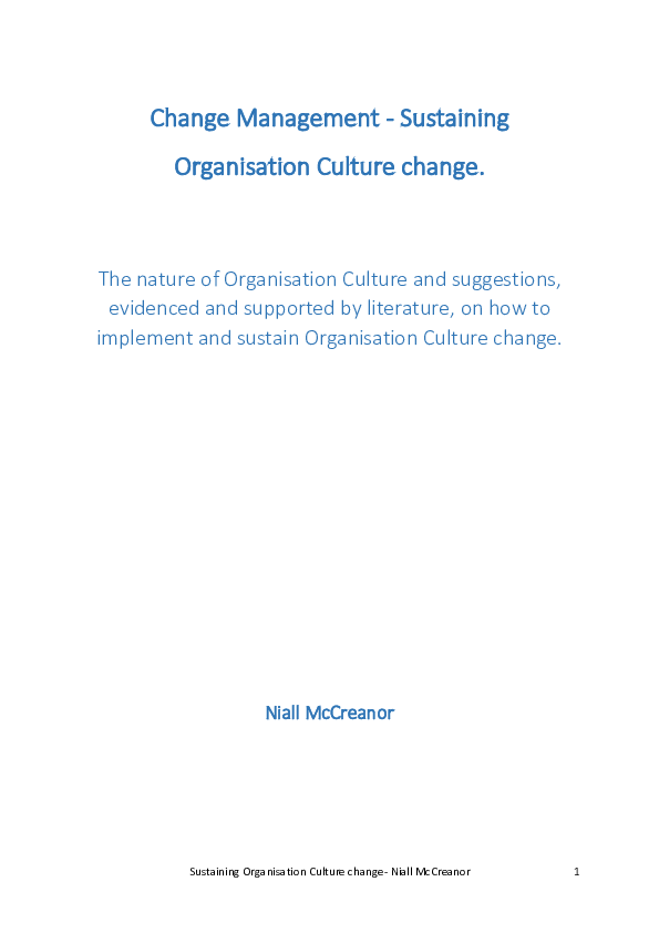 (PDF) Change Management - Sustaining Organisational Culture change