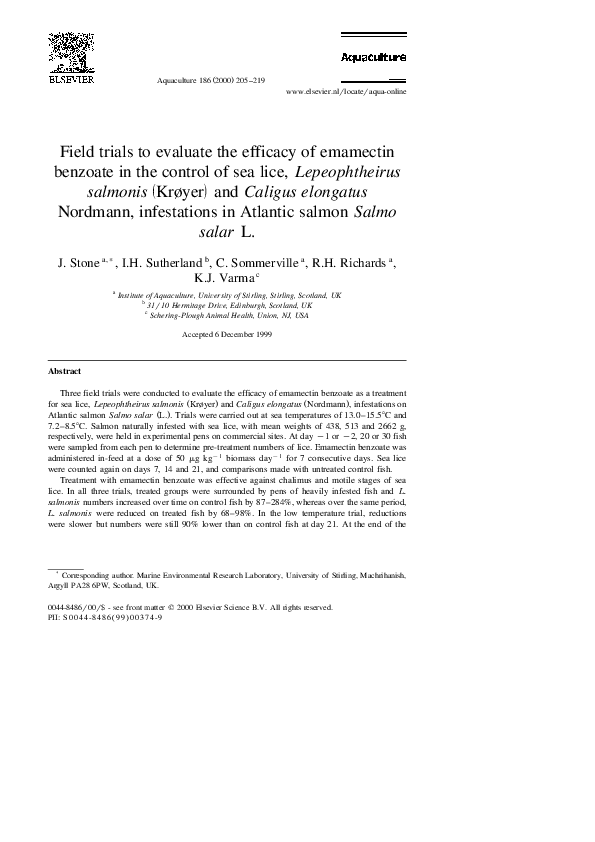 (PDF) Field trials to evaluate the efficacy of emamectin benzoate in ...