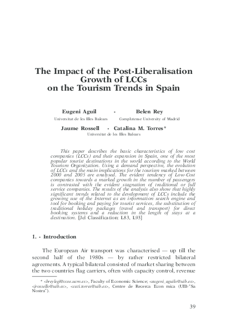 (PDF) The Impact of the Post-Liberalisation Growth of LCCs on the ...
