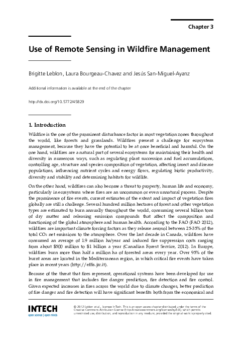 (PDF) Use of Remote Sensing in Wildfire Management