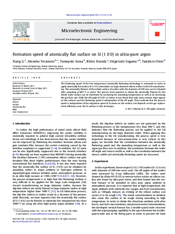 (PDF) Formation speed of atomically flat surface on Si (100) in ultra ...
