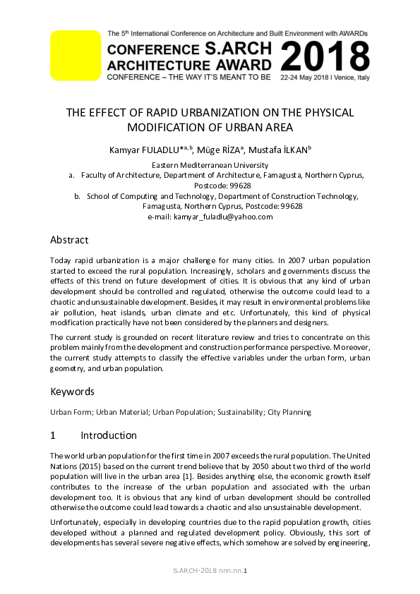 (PDF) The Effect of Rapid Urbanization on the Physical Modification of ...