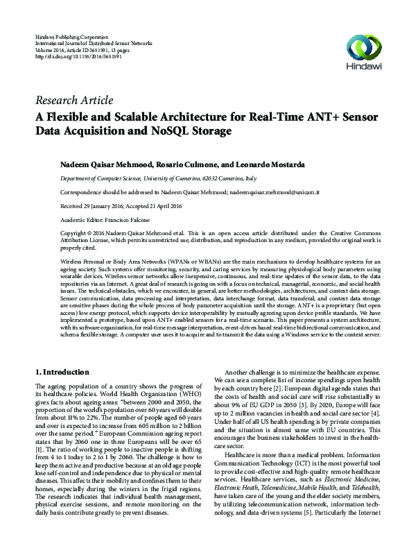 Pdf A Flexible And Scalable Architecture For Real Time Ant Sensor