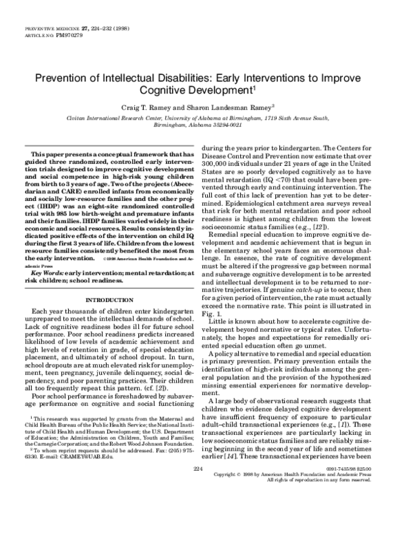 (PDF) Prevention of Intellectual Disabilities: Early Interventions to ...