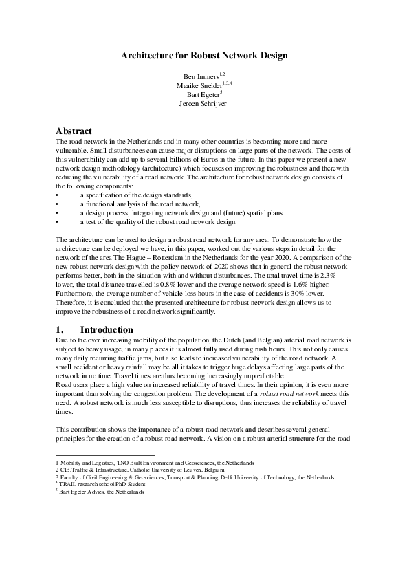 (PDF) Architecture for robust network design