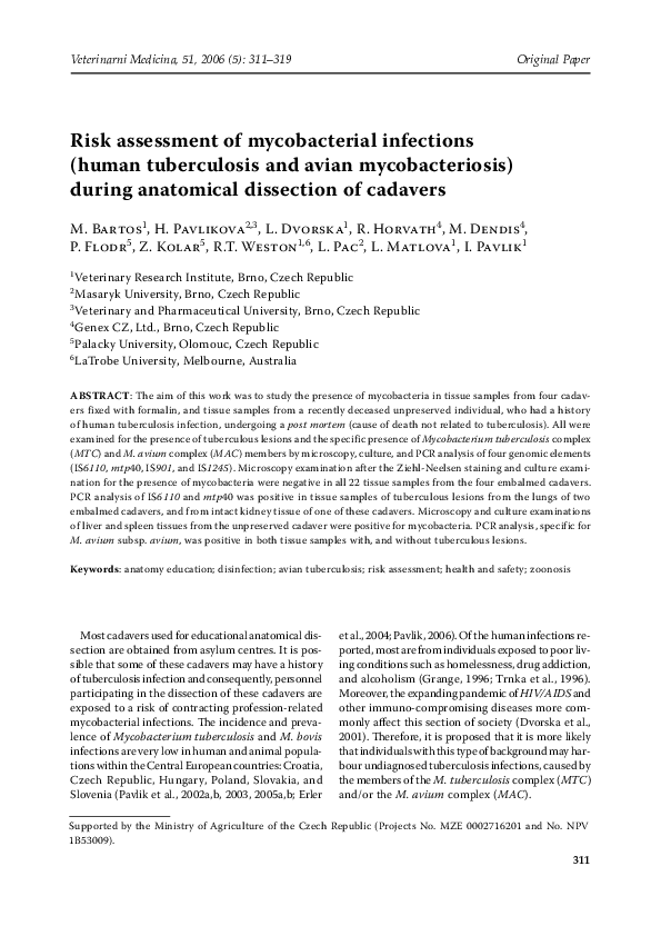 (PDF) Risk assessment of mycobacterial infections (human tuberculosis ...